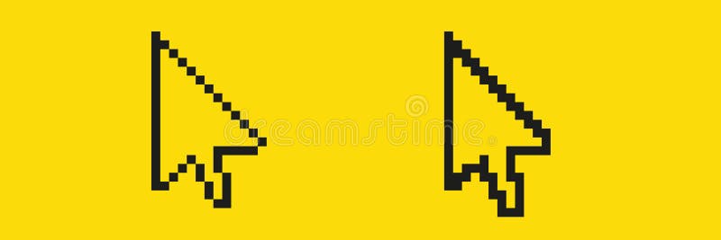 Pixel Art Computer Cursors on Yellow Background Stock Vector ...