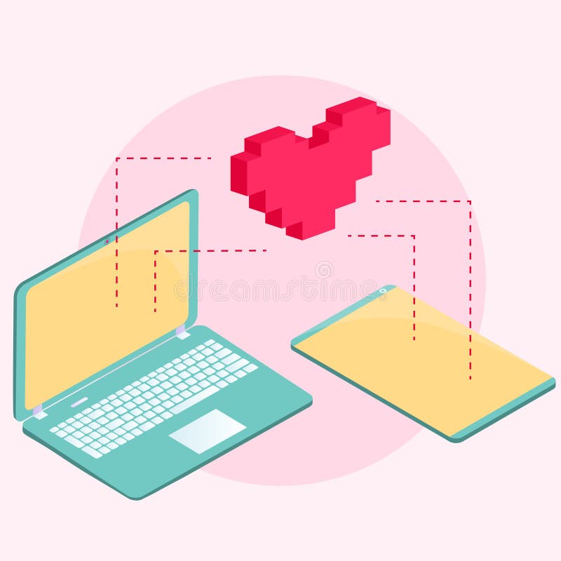 Pixel Art Computer and Love Message. Online Love Communication Using ...