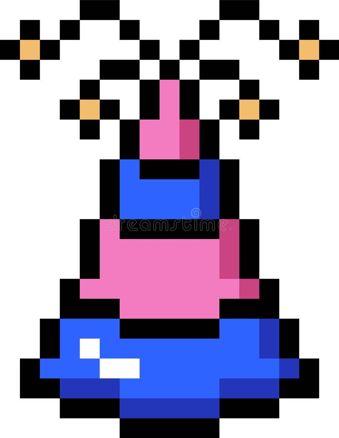 Pixel Art Cone Party Hat stock vector. Illustration of accessory ...