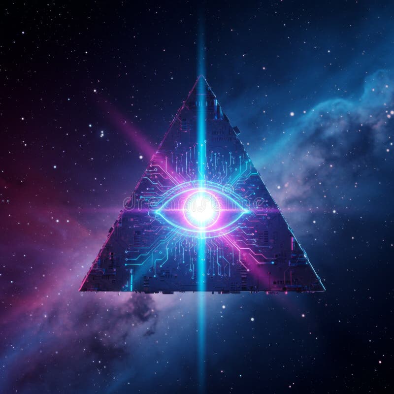Pixel Art Cosmic Eye in Triangle in Space Stock Illustration ...