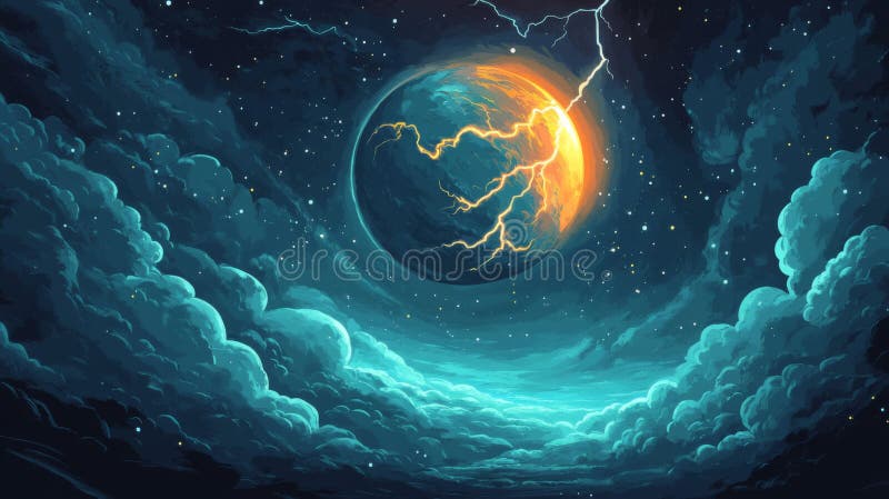 Pixel Art Cosmic Storm Planet Stock Illustration - Illustration of ...
