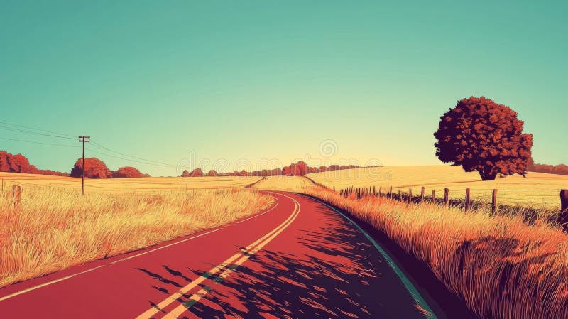 Pixel Art Country Road at Sunset Stock Illustration - Illustration of ...