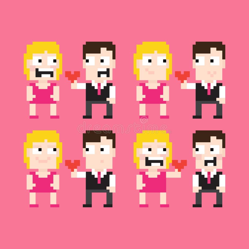 Pixel Art Couple vektor abbildung. Illustration von biss - 121805883