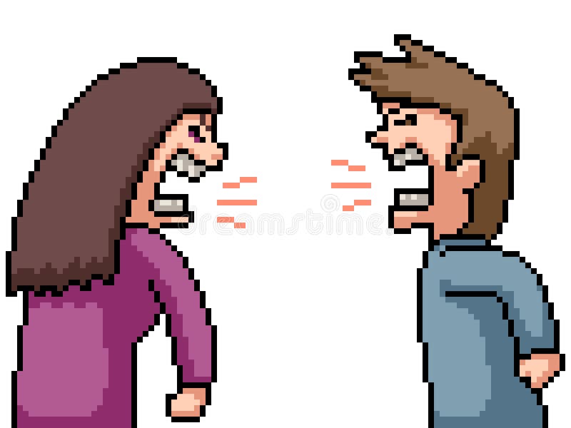 Pixel Art Couple Fight Relationship Stock Vector - Illustration of ...
