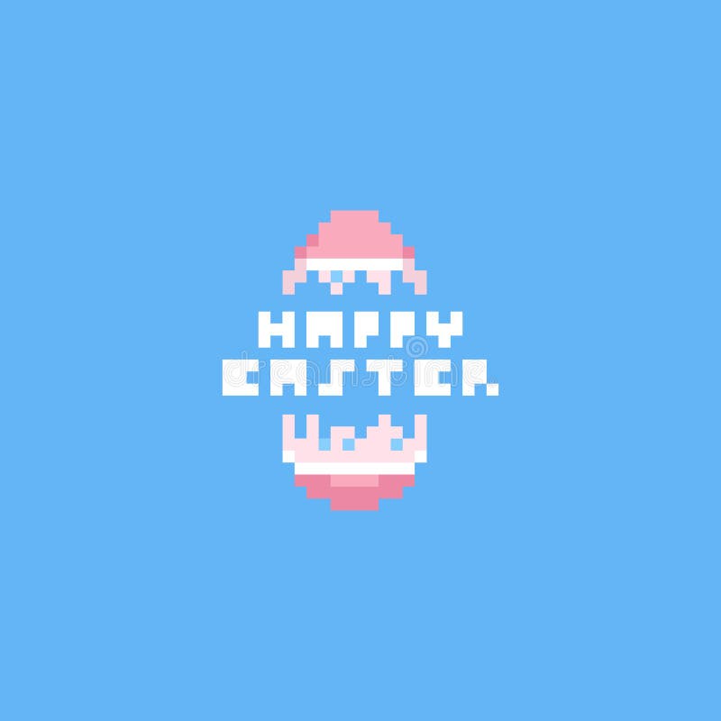 Pixel Crack Easter Egg with Happy Easter Text.8bit. Stock Illustration ...