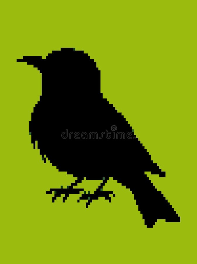 Pixel Art of Crow Icon Illustration Stock Illustration - Illustration ...