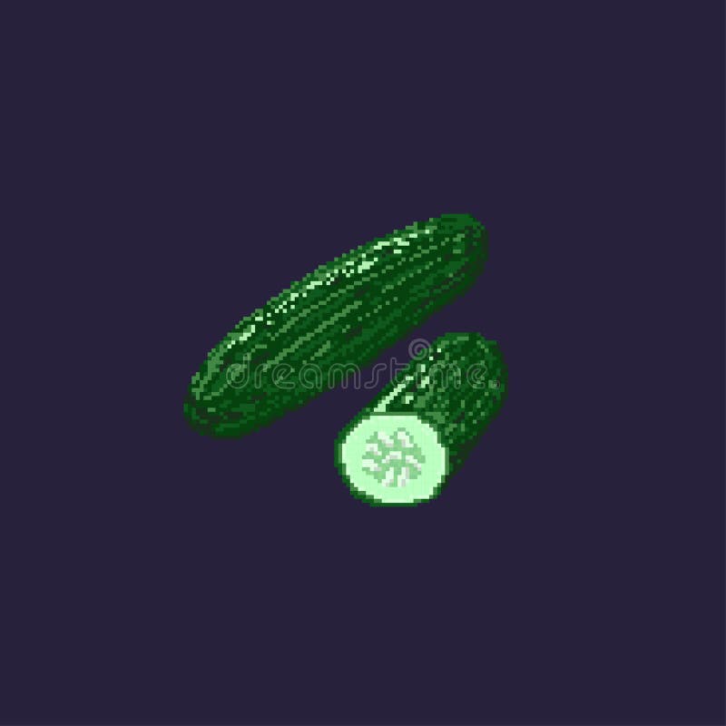 Cucumber Pixel Art. Cartoon Cucumbers 8 Bit. Pixelate Vegetable Stock ...