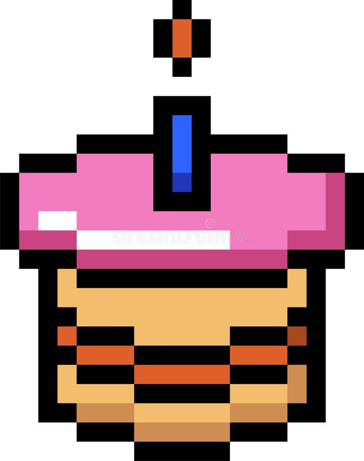 Pixel Art Cupcake stock vector. Illustration of design - 347047483