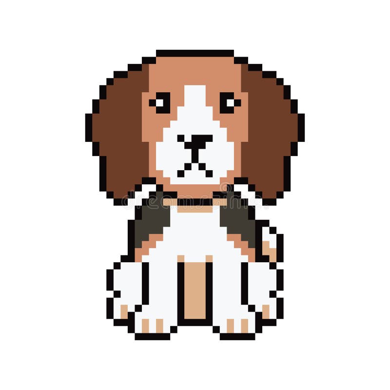 Pixel Art Cute Beagle Dog Vector in Retro Style Stock Vector ...