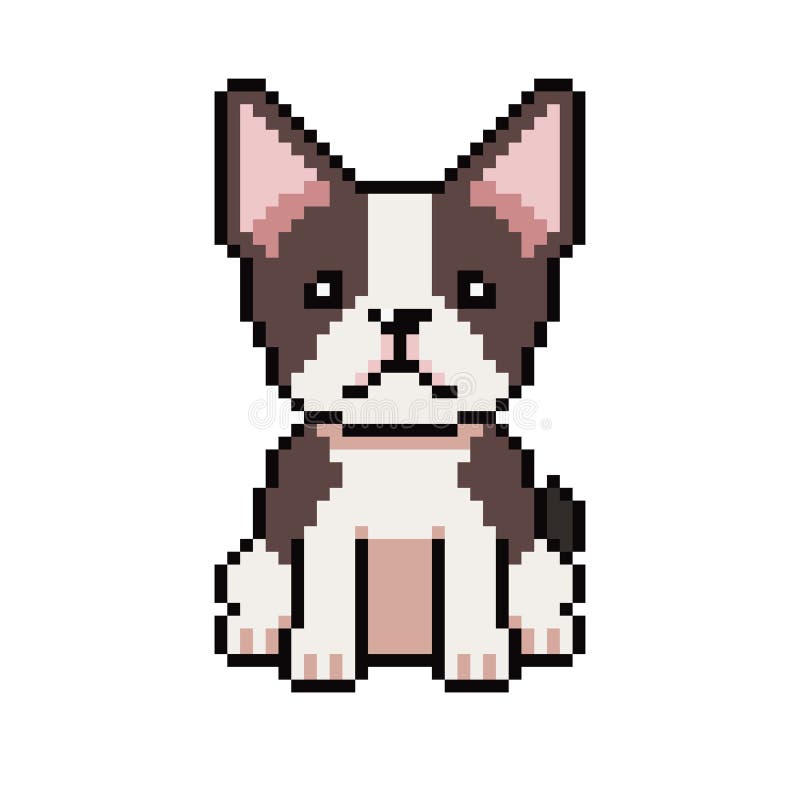 Pixel Art Cute Boston Terrier Dog Vector in Retro Style Stock Vector ...