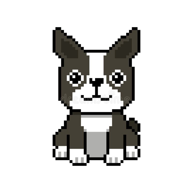 Pixel Art Cute Boston Terrier Dog Vector in Retro Style Stock Vector ...