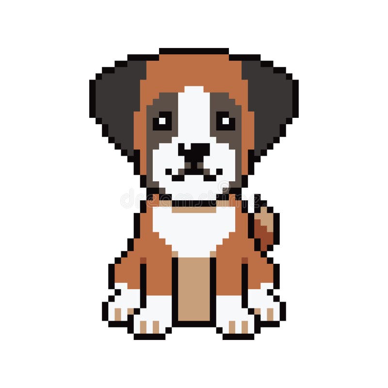 Pixel Art Cute Boxer Dog Vector in Retro Style Stock Vector ...