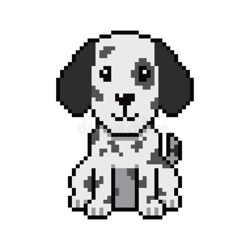 Pixel Art Cute Dalmatian Dog Vector in Retro Style Stock Vector ...