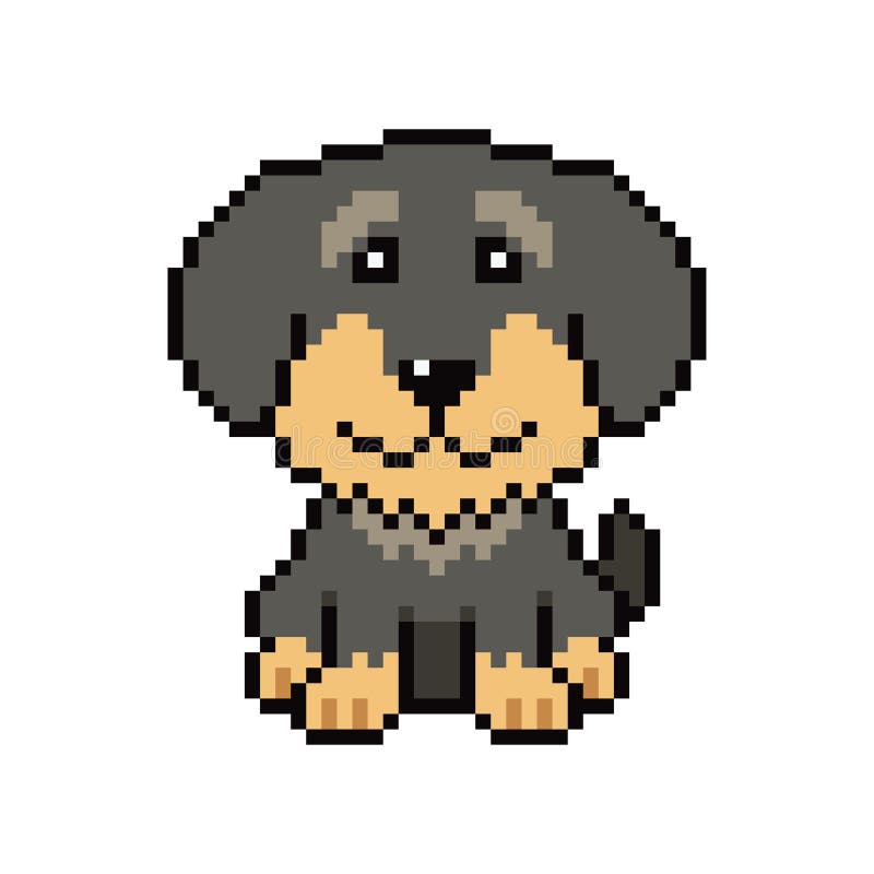 Pixel Art Cute Dog Vector in Retro Style Stock Vector - Illustration of ...