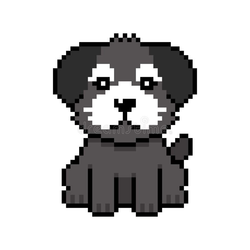 Pixel Art Cute Dog Vector in Retro Style Stock Vector - Illustration of ...