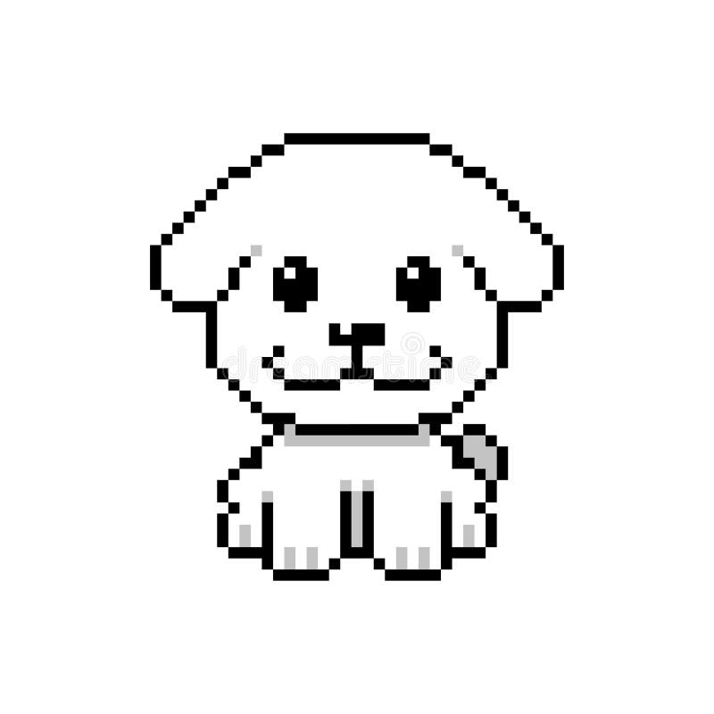 Pixel Art Cute Dog Vector in Retro Style Stock Vector - Illustration of ...