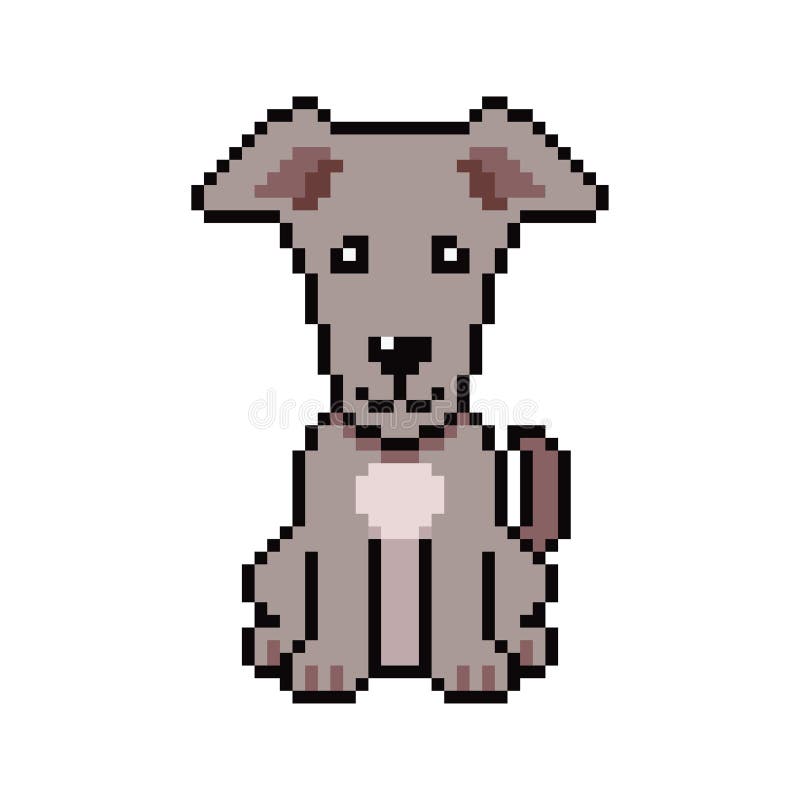 Pixel Art Cute Greyhound Dog Vector in Retro Style Stock Vector ...