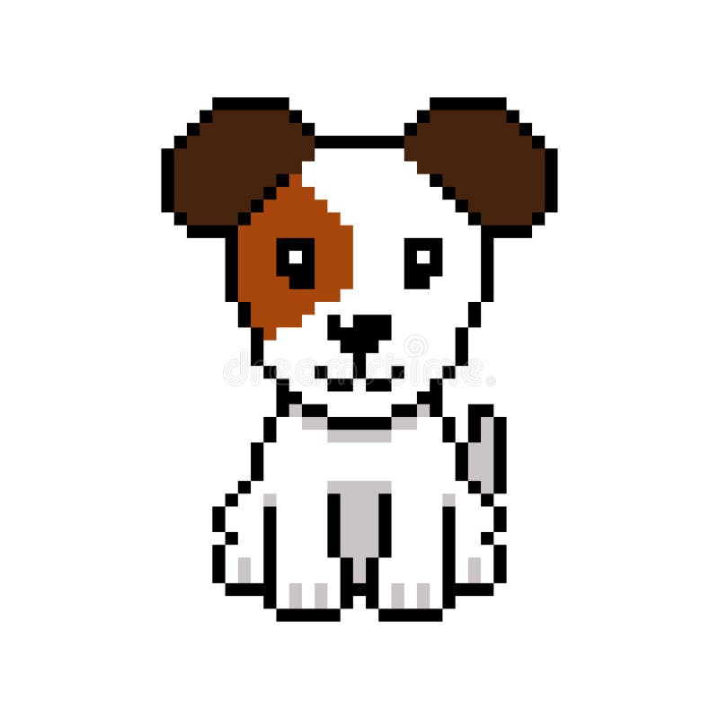 Pixel Art Cute Jack Russell Terrier Dog Vector in Retro Style Stock ...