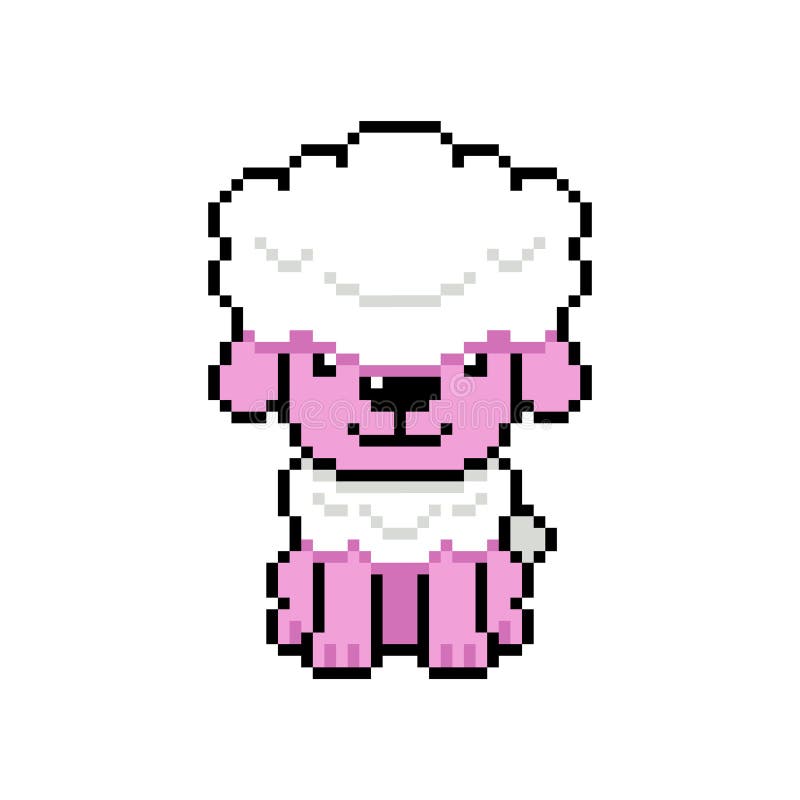 Pixel Art Cute Poodle Dog Vector in Retro Style Stock Vector ...