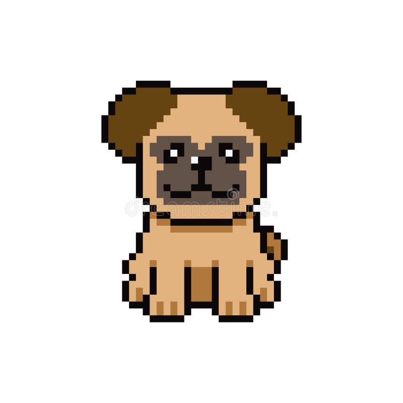 Pixel Art Cute Pug Dog Vector in Retro Style Stock Vector ...