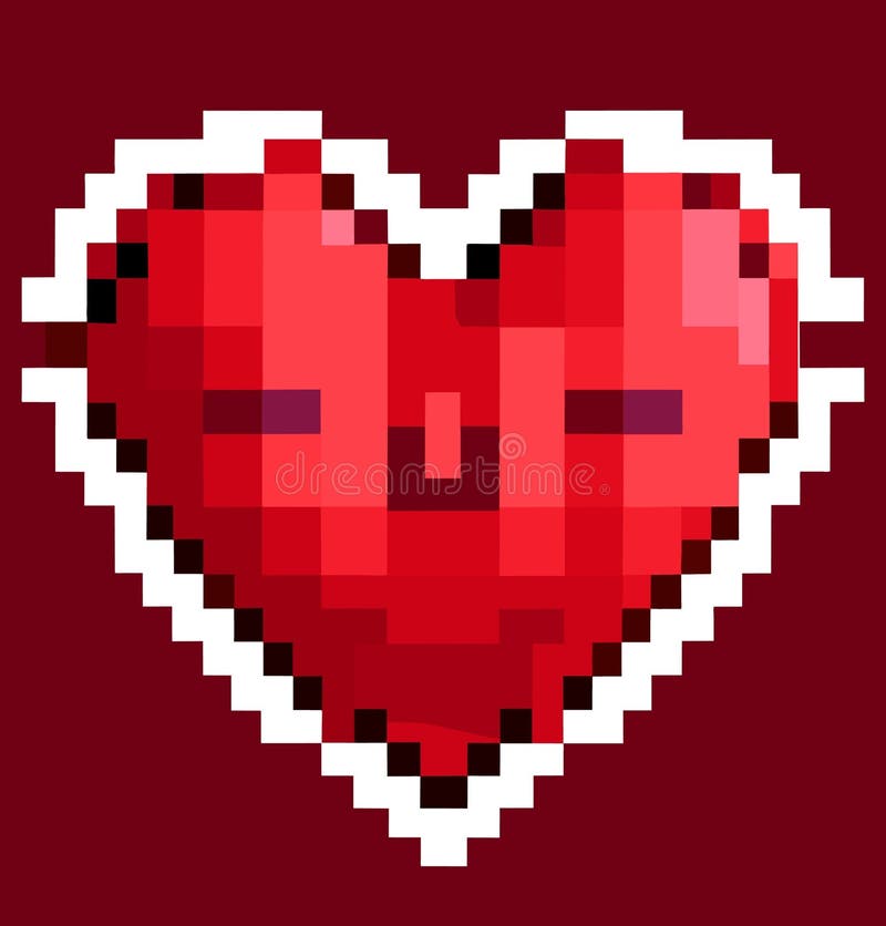 Pixel art cute red heart stock illustration. Illustration of cute ...