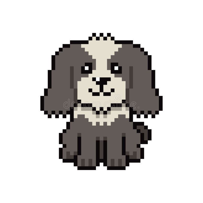 Pixel Art Cute Shih Tzu Dog Vector in Retro Style Stock Vector ...