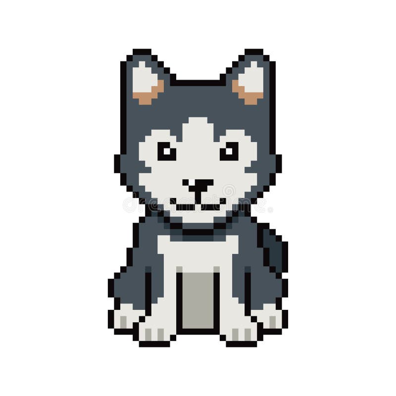 Pixel Art Cute Siberian Husky Dog Vector in Retro Style Stock Vector ...