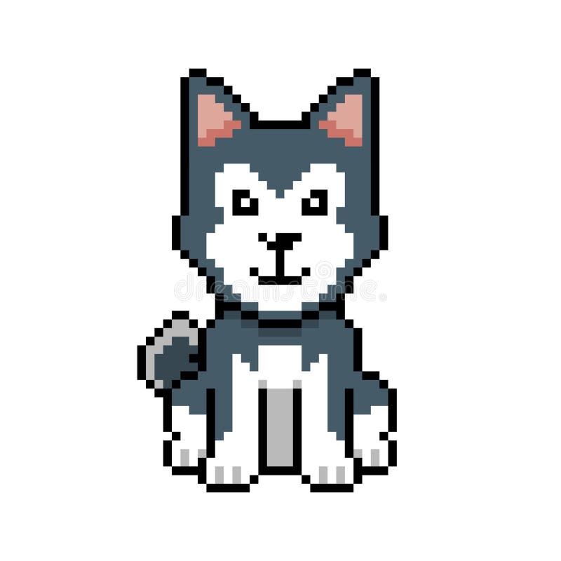 Pixel Art Cute Siberian Husky Dog Vector in Retro Style Stock Vector ...