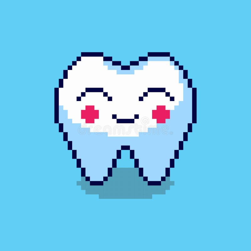 Pixel Art Cute Teeth Game Asset Design Stock Vector - Illustration of ...