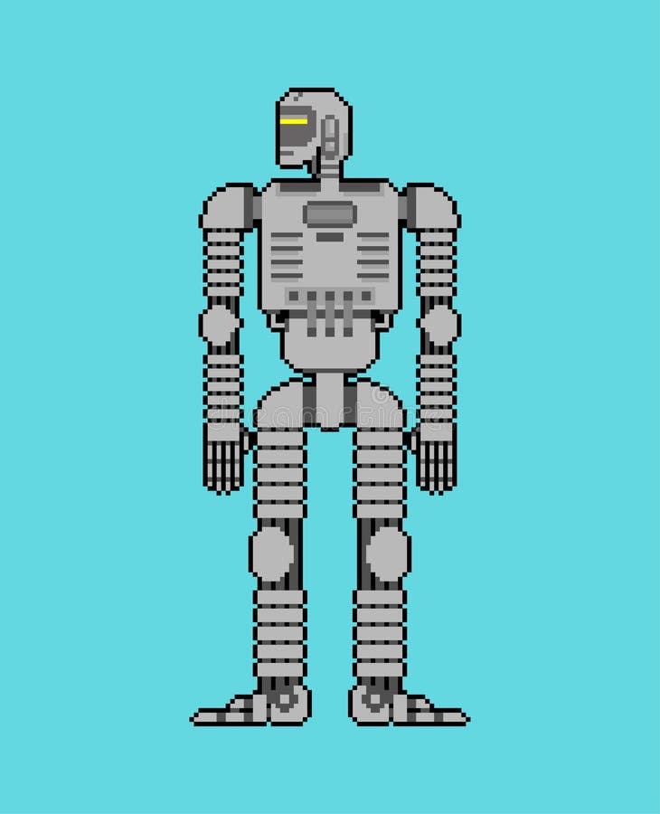 Pixel Art. Cyborg 8 Bit. Illustrazione Vettoriale Pixelata ...