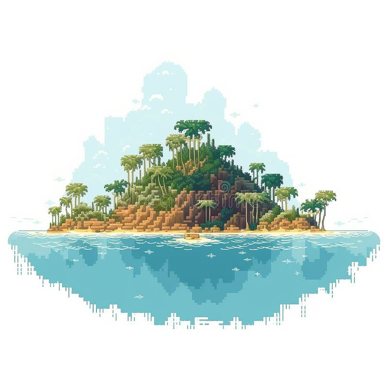 Pixel Art 2D Anime Island, Created with Generative AI Technology Stock ...