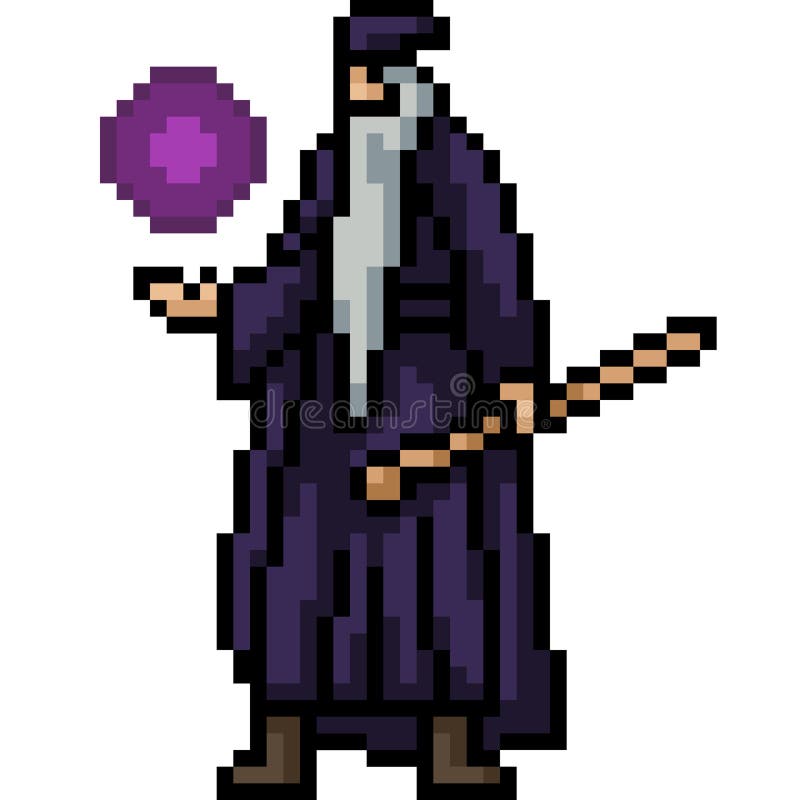 Pixel Art Dark Wizard Magic Stock Vector - Illustration of pixel, cute ...