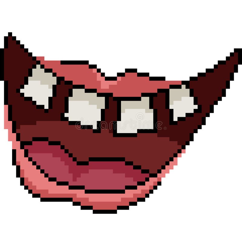 Pixel art de boca feia ilustração do vetor. Ilustração de dente - 314777641