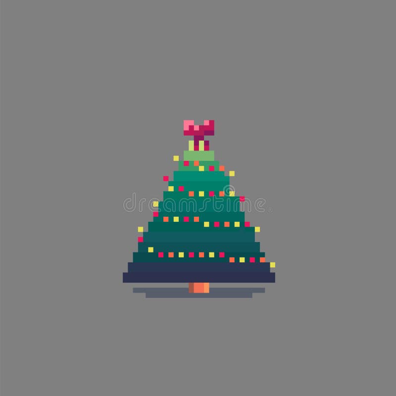 Pixel Art Decorated Christmas Tree. Stock Vector - Illustration of ...