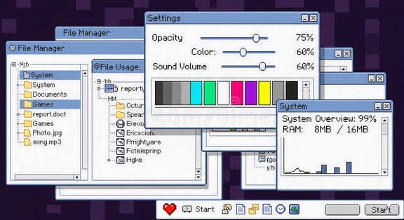 Pixel Art Retro Computer Operating System (Generated with AI) Stock ...