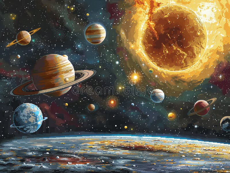 Pixel Art Depiction of Solar System for an Educational App Planets and ...
