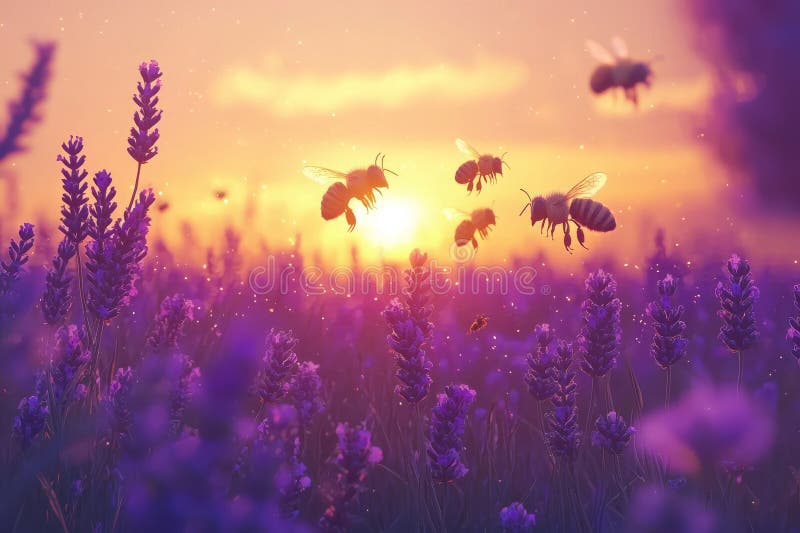 This Pixel Art Depicts a Lavender Field with Tiny, Animated Bees Flying ...