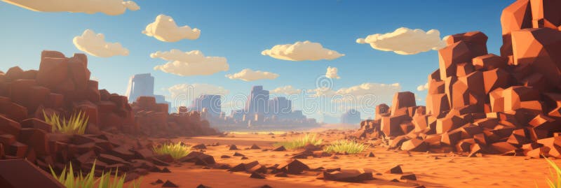 Pixel Art Desert Landscape Illustration with Red Rock Formations Under ...