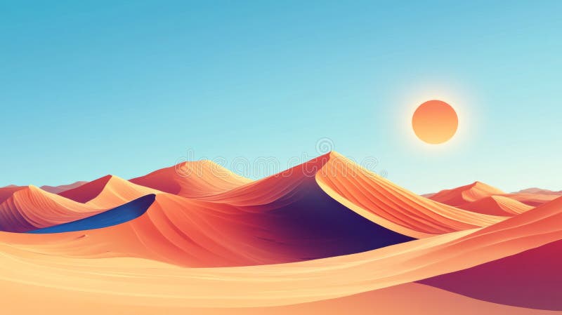 Pixel Art Desert Landscape with Orange Sand Dunes and Bright Sun Stock ...