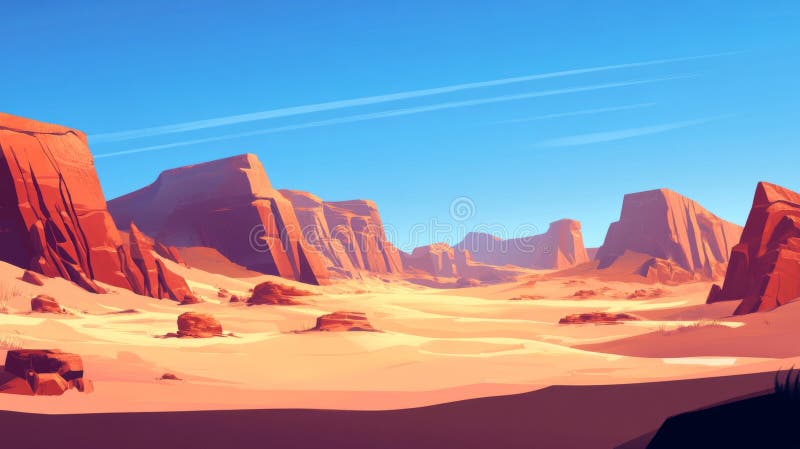 Pixel Art Desert Landscape: Red Rock Formations Under a Bright Blue Sky ...