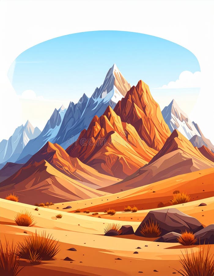 Pixel Art Desert Mountain Landscape with Red and Orange Peaks Stock ...