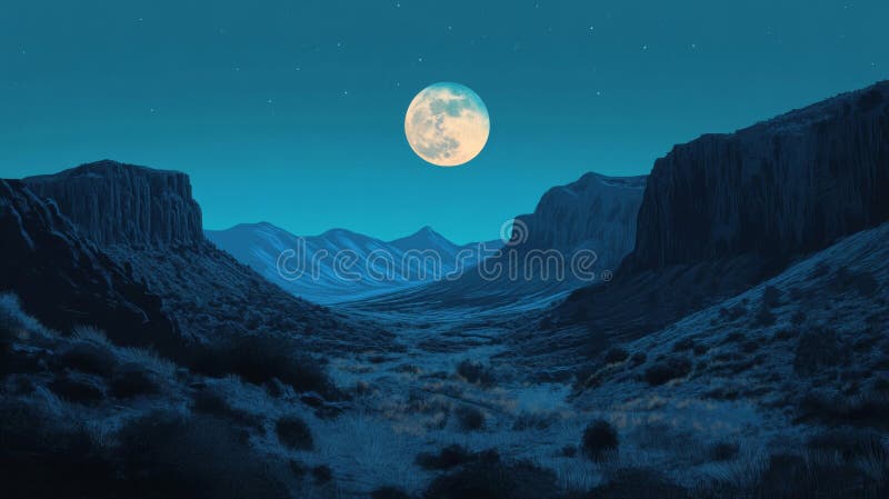 Pixel Art Desert Night Landscape with Full Moon Stock Illustration ...