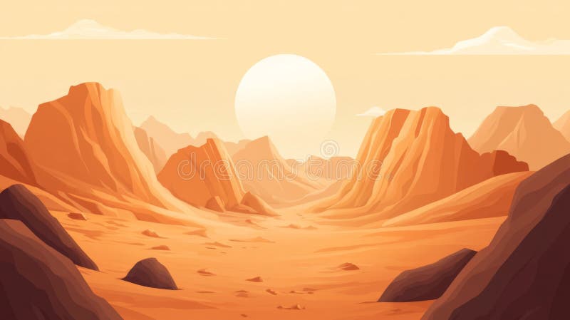 Pixel Art Desert Sunset Landscape with Orange Mountains Stock Illustration - Illustration of ...
