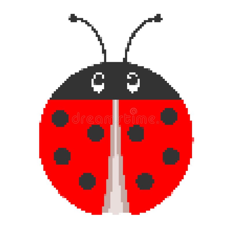 Ladybug Pixel Art. 8 Bit Red Small Bug. Beetle Vector Illustration ...