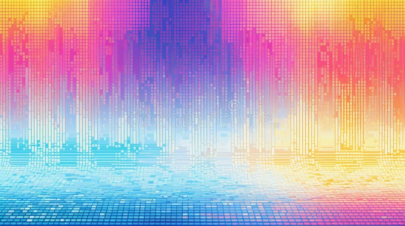 Blocky Pixel Art Wallpaper with Colorful Reflections Stock Image ...