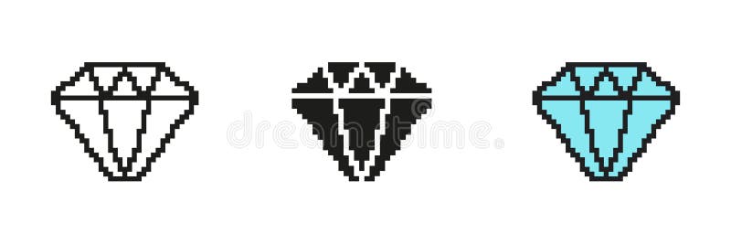 Pixel Art Diamond Icon Set. a Pixelated Diamond Shape with Crisp ...
