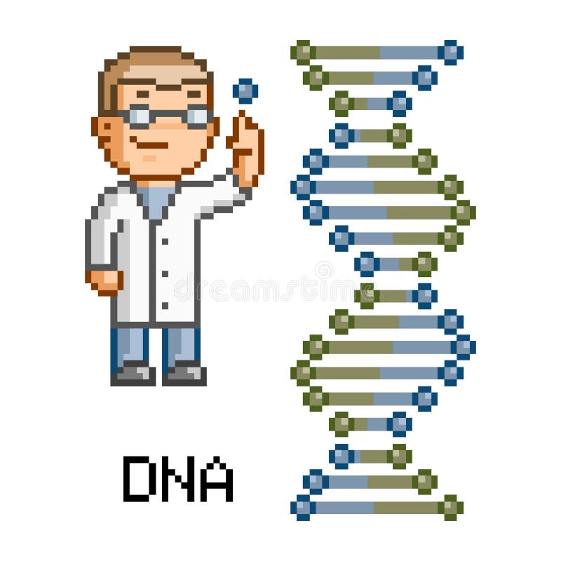 Pixel art DNA helix stock vector. Illustration of molecule - 53644508
