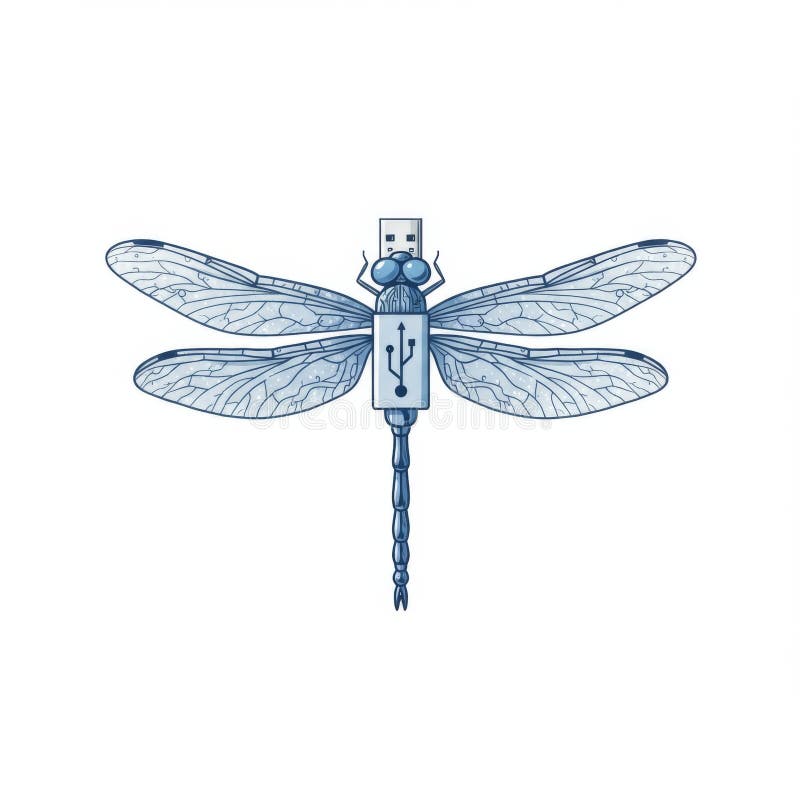 Pixel Art Dragonfly with USB Connector Stock Illustration ...
