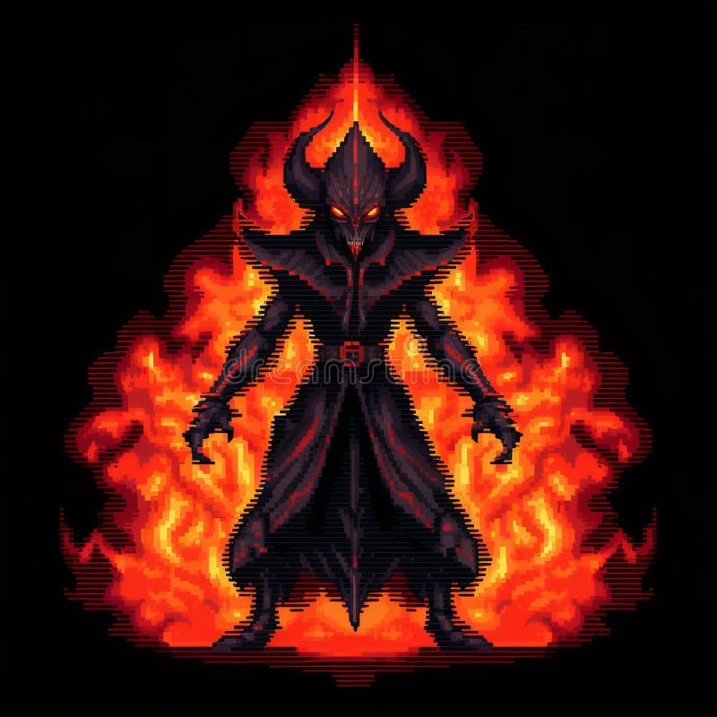 Darksynth Evil: Detailed Fantasy Art of Satan in Fire Emblem Style ...
