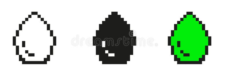 Pixel Art Drop Icon Set. Liquid and Water Symbols in Pixelated Style ...